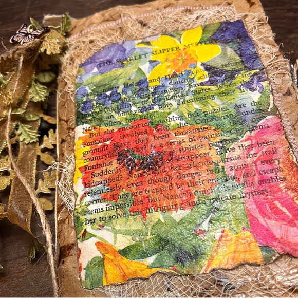 Handmade | Office | Floral Junk Journal Flowers Feminine Paper Bag Faux ...